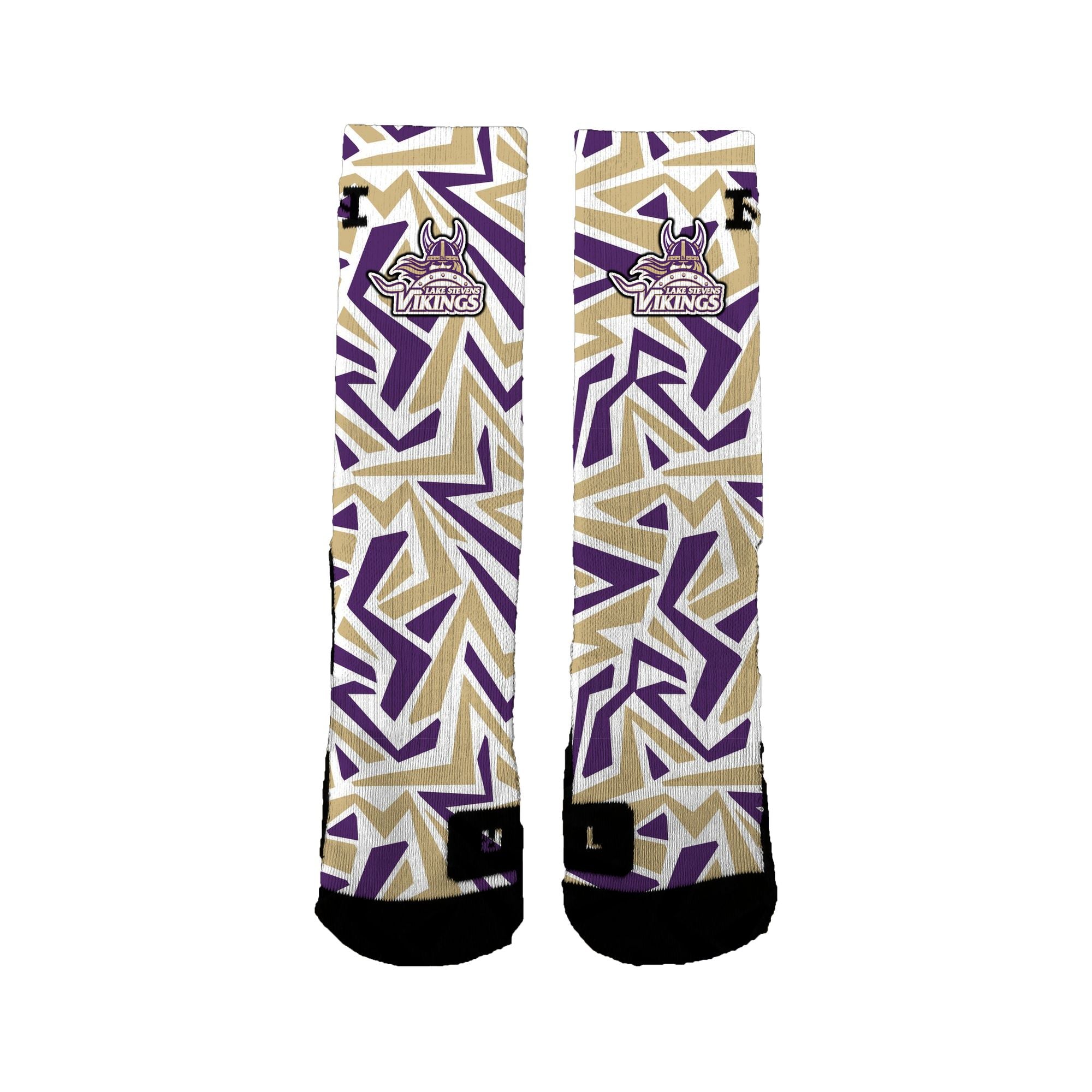 Lake Stevens Volleyball Purple And Gold Maze Socks · HoopSwagg